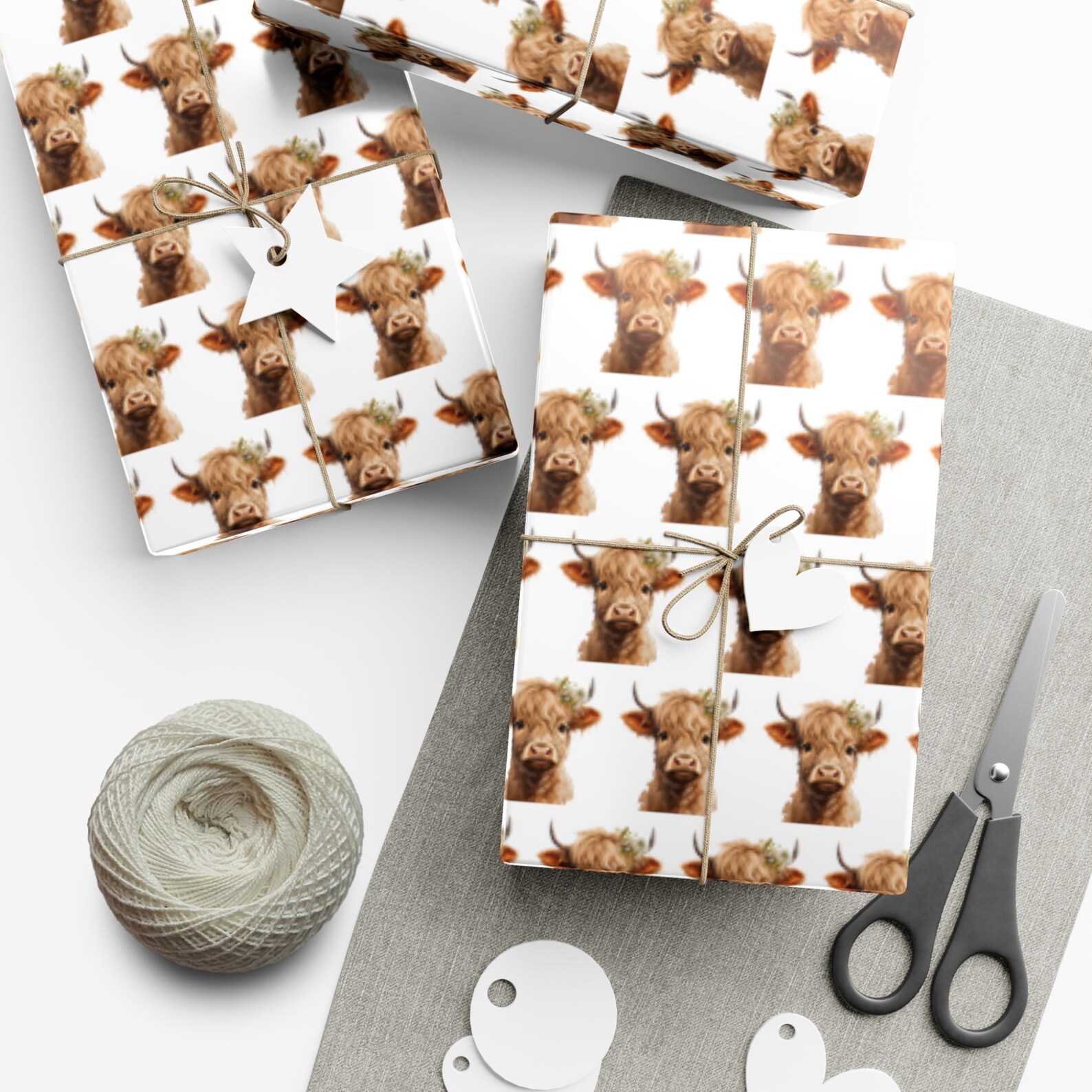 Highland Cow Wrapping Paper, Highlander Cow Gift Wrap, Farmhouse Gift ...