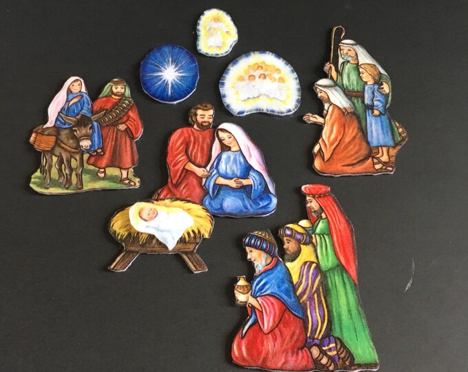 Vintage Felt Board Nativity Story Characters. Baby Jesus. Holy Family ...