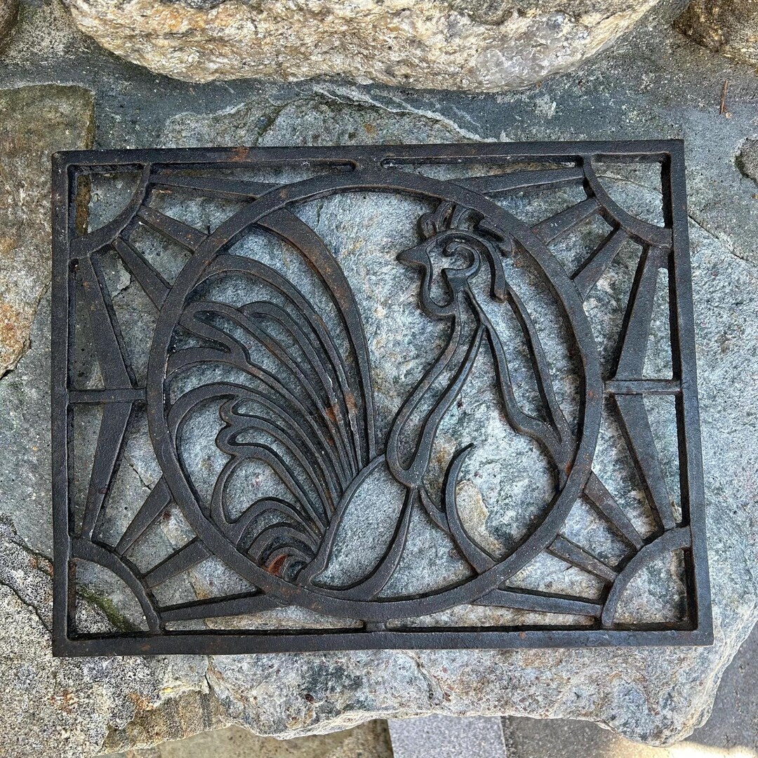 Vintage Cast Iron Rooster Wall Hanging. Cast Iron Metal Grate. Rooster ...