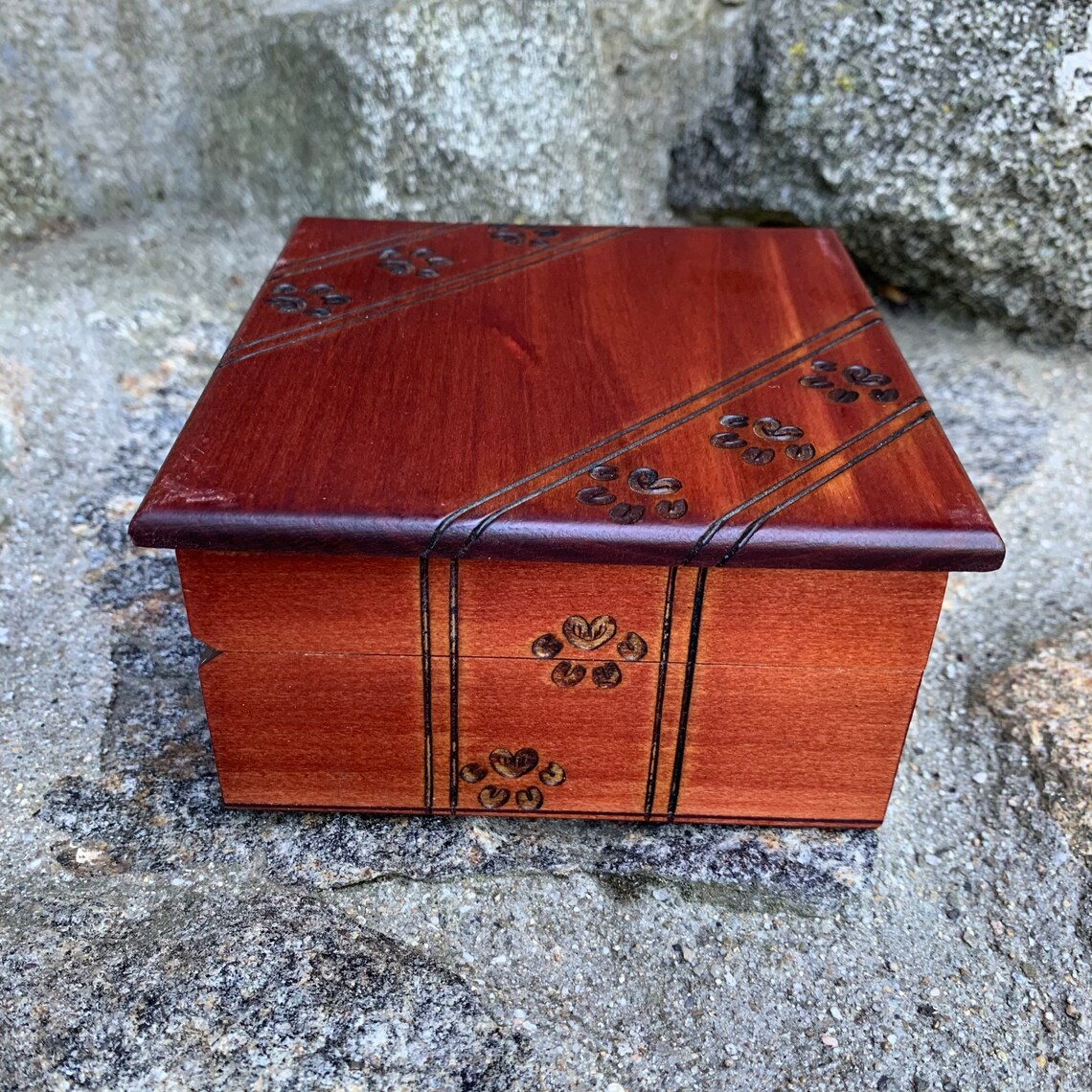 Square Wooden Box. Floral Etched Pattern. Hand Made in Poland. - Etsy