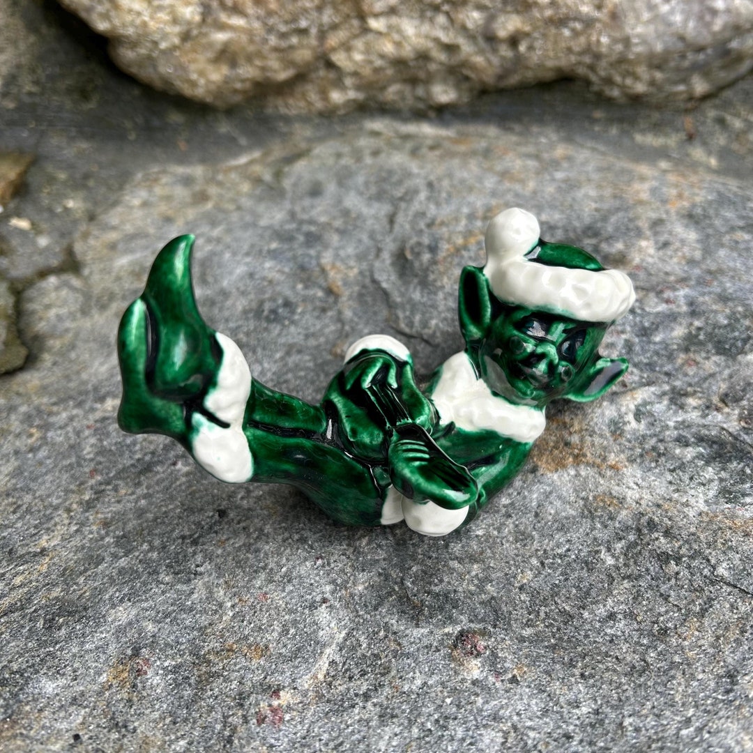 Vintage Christmas Ceramic Elf Figurine. Weird Green Christmas Elf. - Etsy