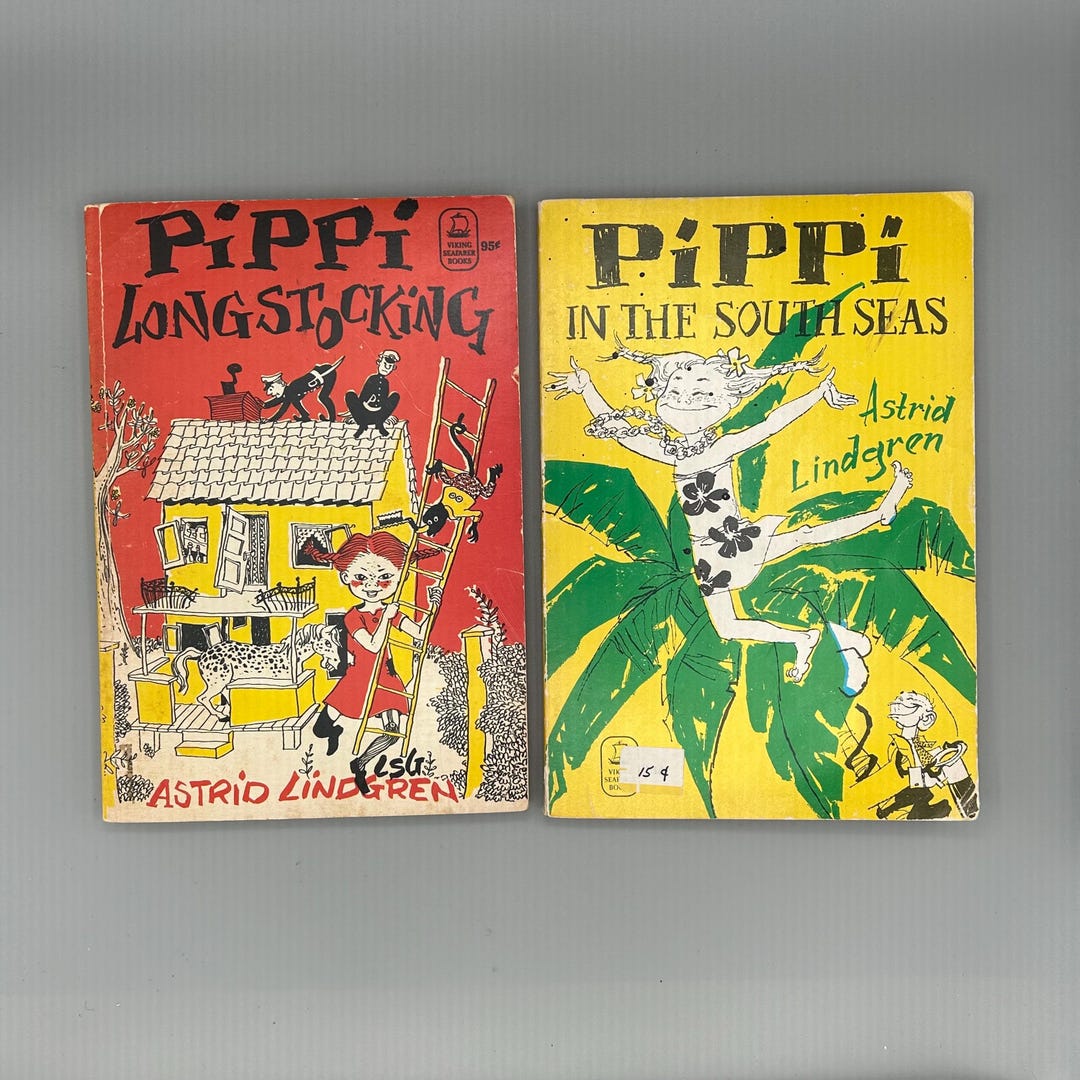 Vintage Pippi Longstocking Softcover Books. Set of 2. Pippi in the ...
