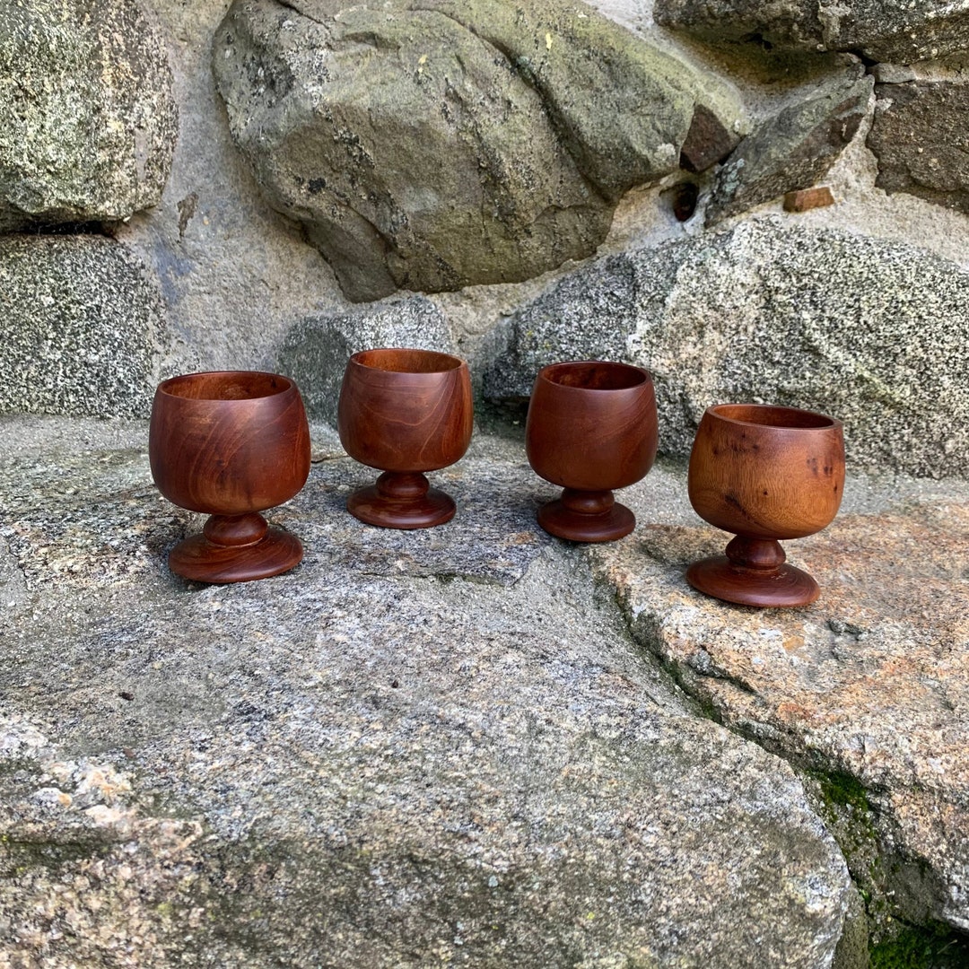 Small Wooden Goblets. Vintage Midcentury. Set of 4. - Etsy