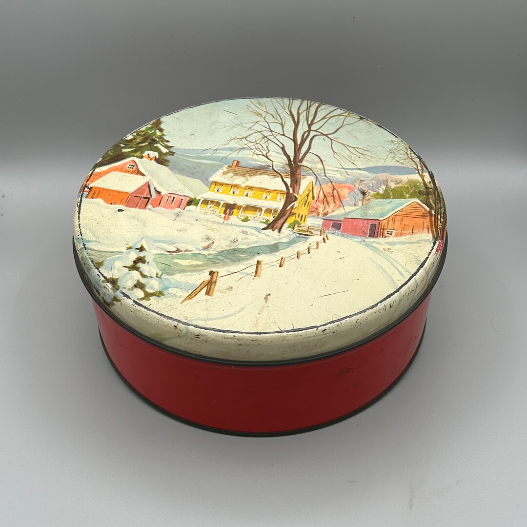 Vintage Winter Scene Tin. Christmas Tin. Farmhouse Style. - Etsy