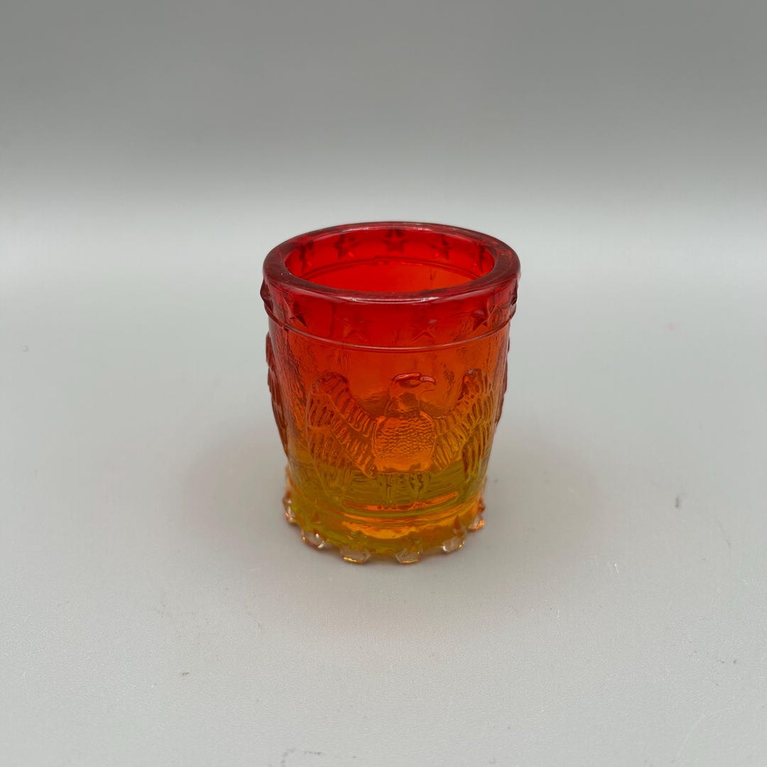 Kanawha Amberina Glass Toothpick Holder. Eagle and Stars Patriotic ...