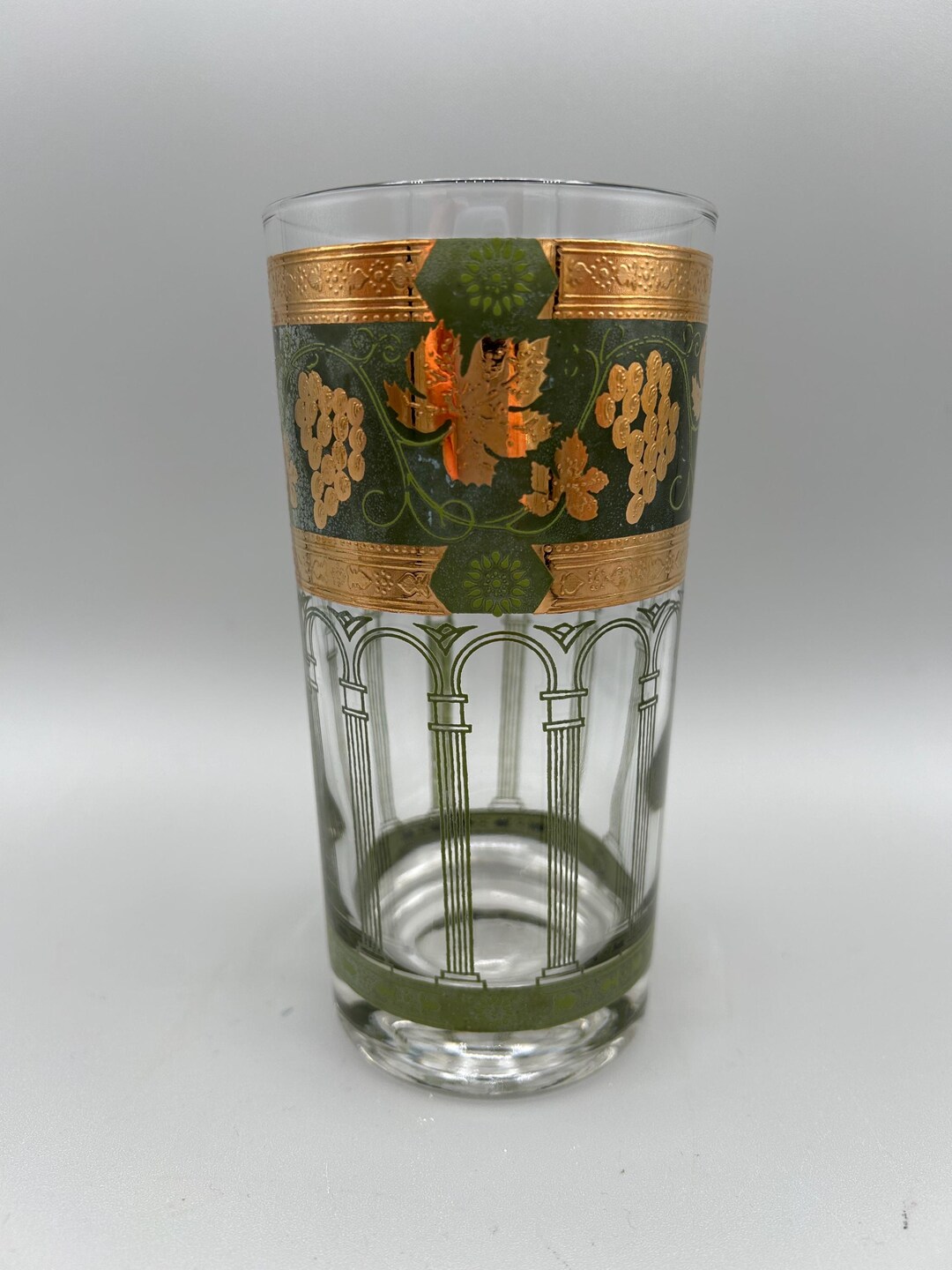 Vintage Cera Green and Gold Grapes Glass. 5 1/2 Inches Tall. 1960s Mid ...