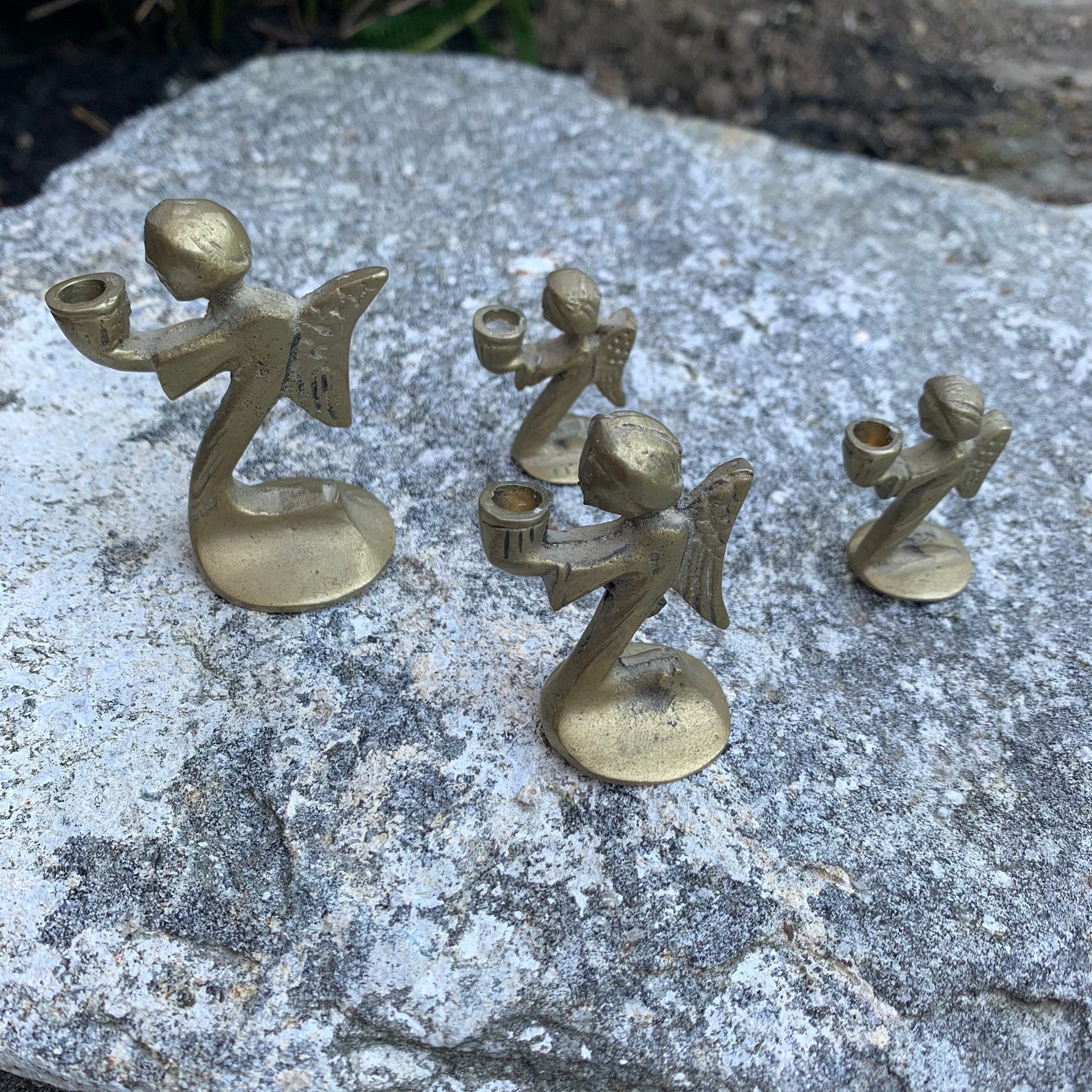 Mini Brass Angel Candleholders. Set of 4. Kneeling Angel. - Etsy