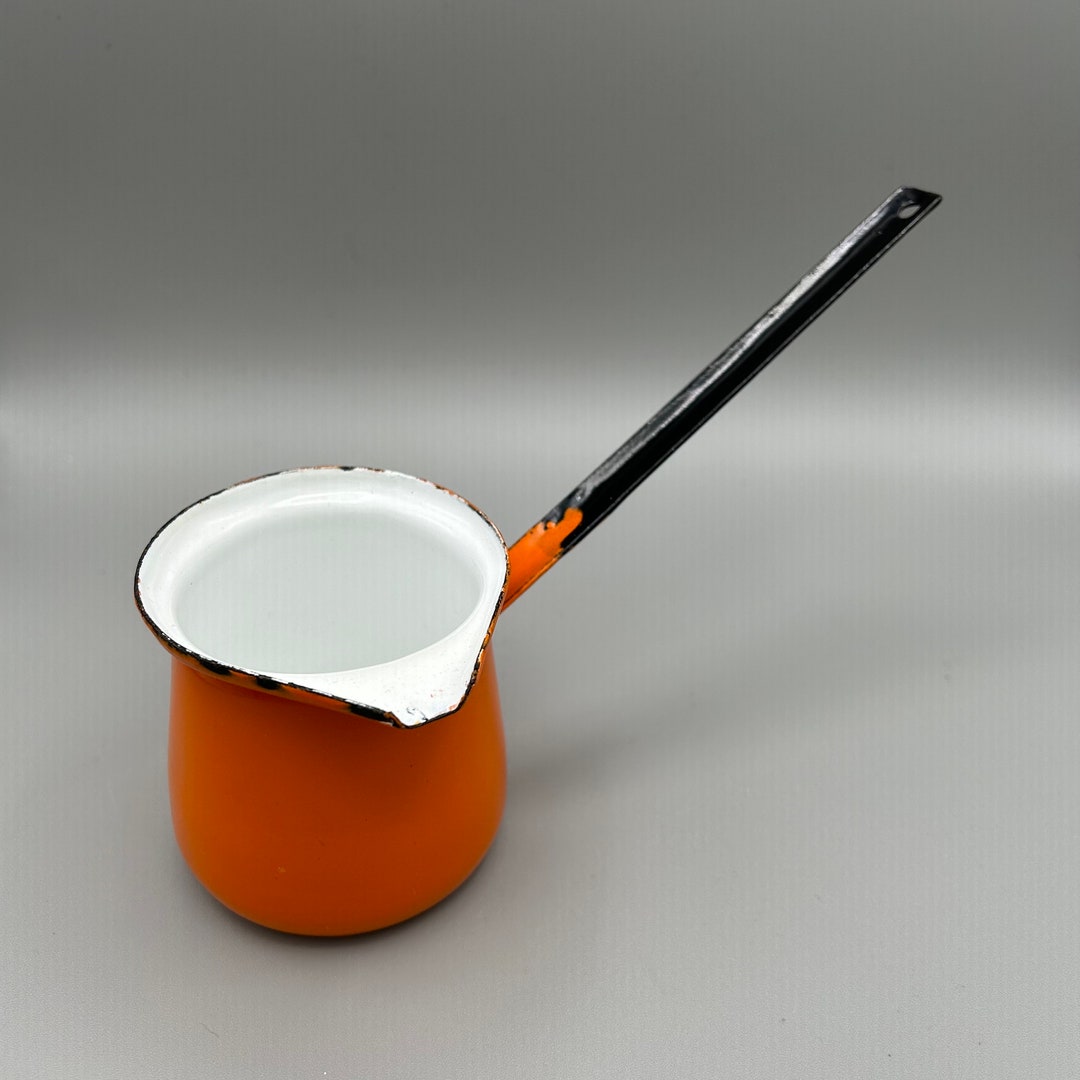 Orange Enamel Turkish Coffee Ladle. Butter Warmer. - Etsy