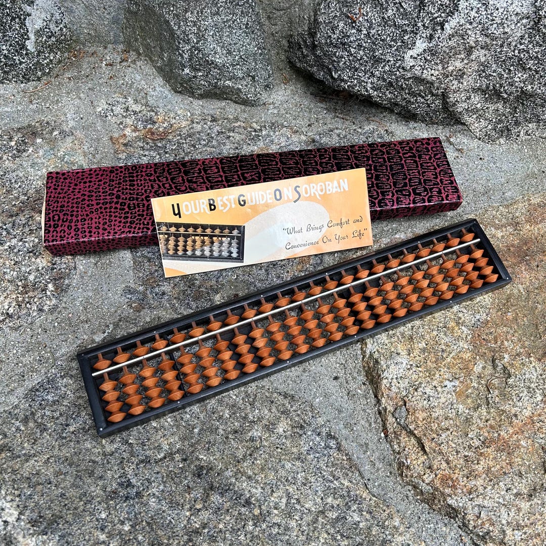 Vintage Japanese Soroban Abacus. New in Original Box. 27 Digits, A-type ...