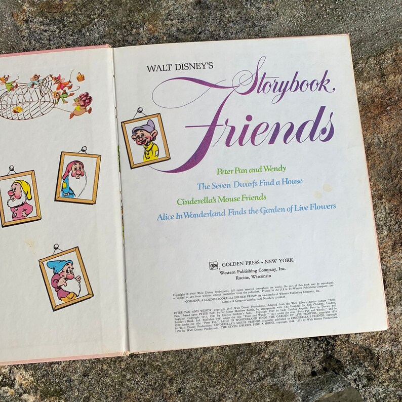 Walt Disney's Storybook Friends Large Vintage Golden - Etsy
