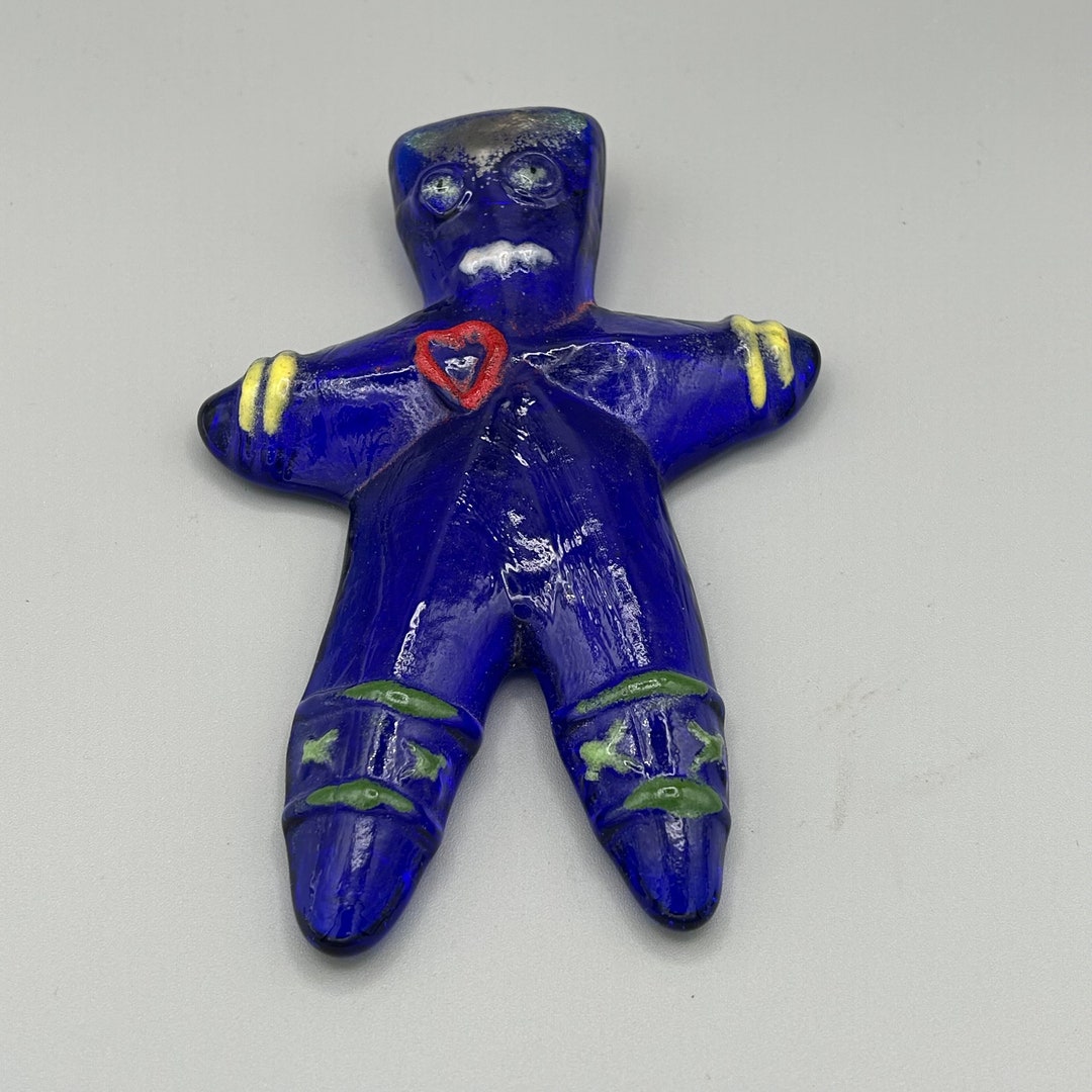 Blue Art Glass Robot. Gingerbread Man. Suncatcher. Ornament. - Etsy