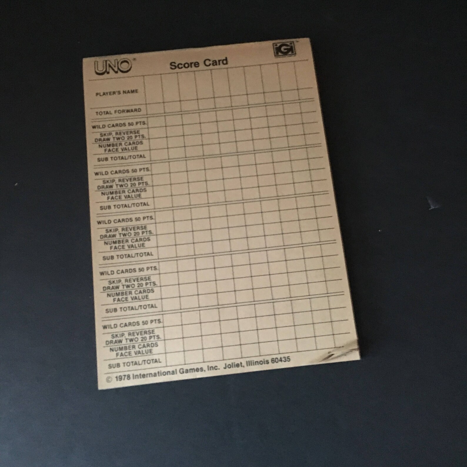 Vintage Uno Score Pad. 1978. Vintage Games. Uno Card Game. | Etsy