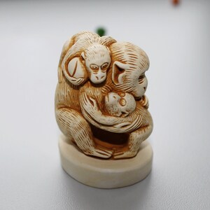 Mother Monkey Miniature Mom and Children Figurine Three Wise - Etsy