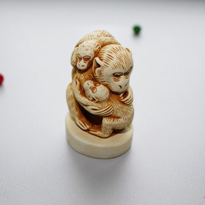 Mother Monkey Miniature Mom and Children Figurine Three Wise - Etsy