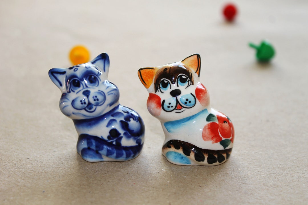 Cat Gift Tiny Pottery Figurе Ceramic Figurine Animal Miniature - Etsy