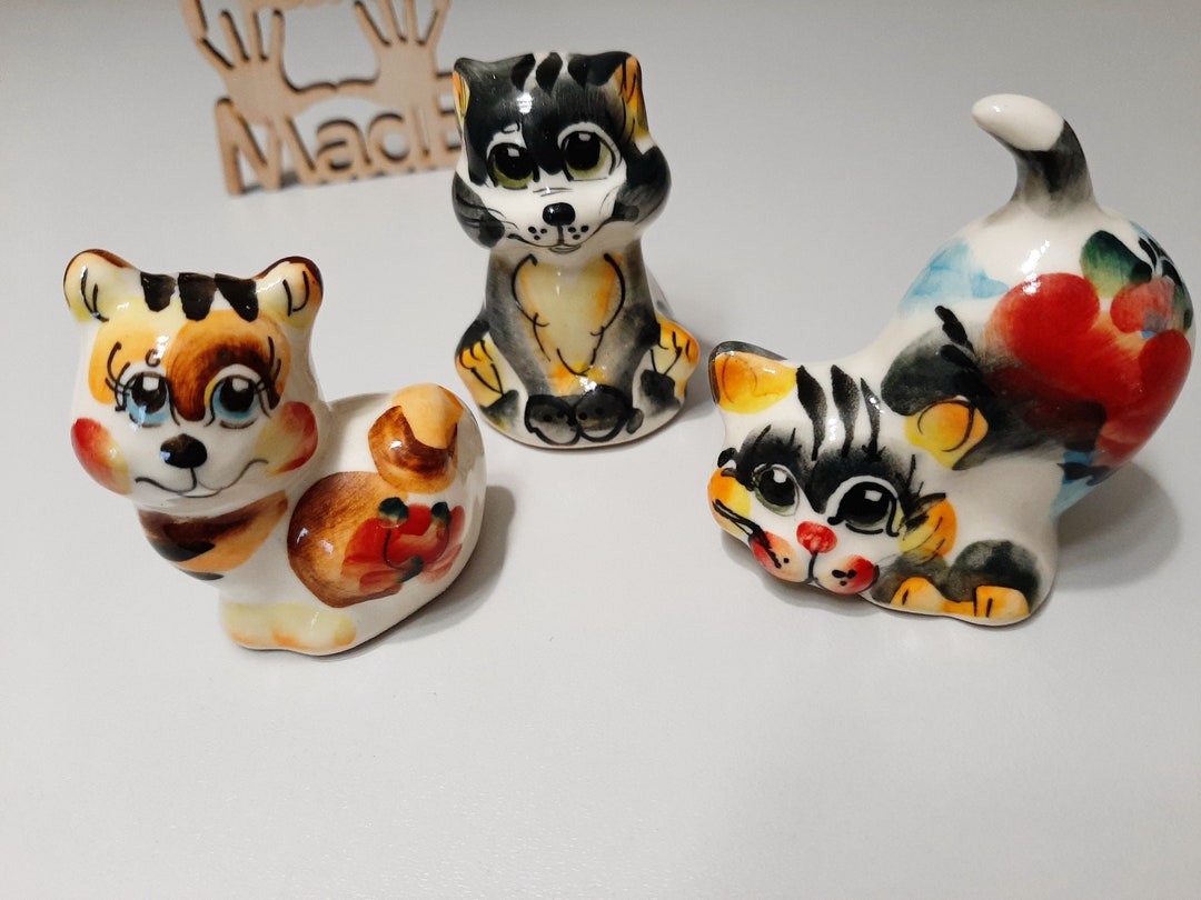 Cats Figurine Christmas Gifts for Cat Lover Sculpture Ceramic - Etsy