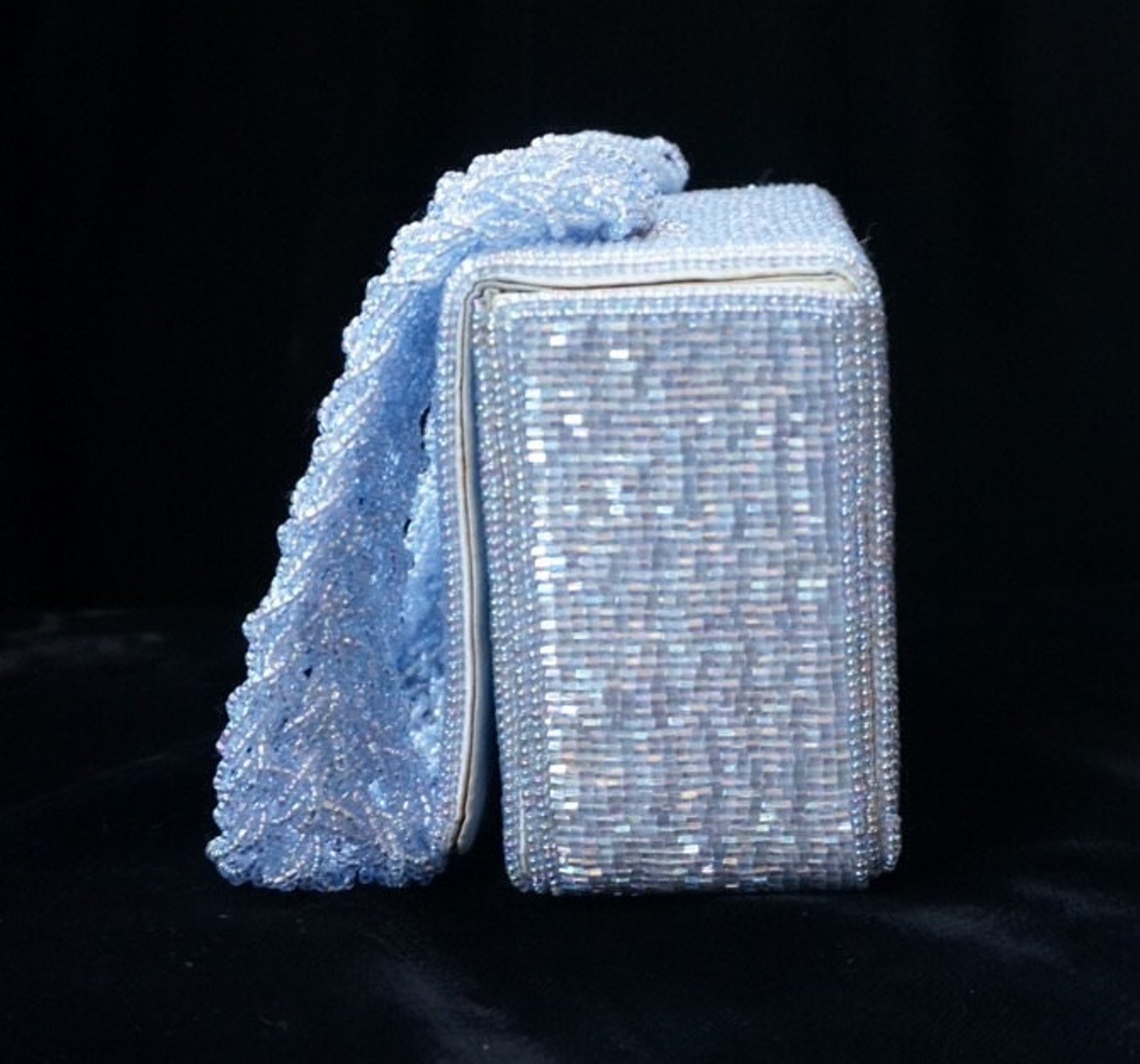 Vintage Sky Blue Beaded Evening Bag With Detailed Braided Strap - Etsy