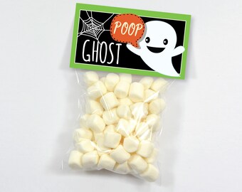 Emoji Halloween Bag Topper Printable Ghost Poop Treat Bag | Etsy