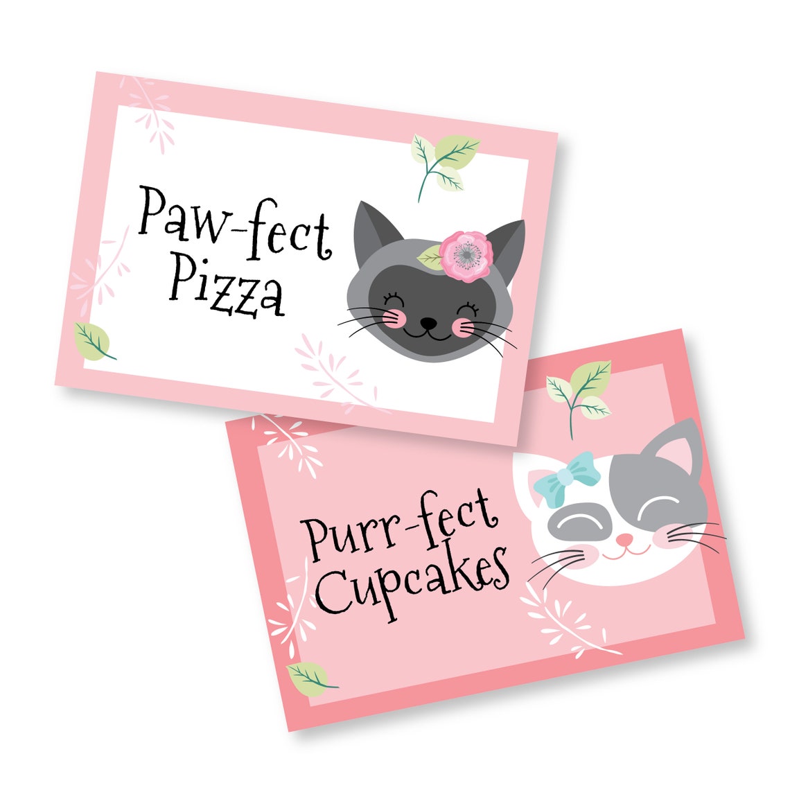 Cat Tent Cards or Labels Customized Printable DIY Place - Etsy