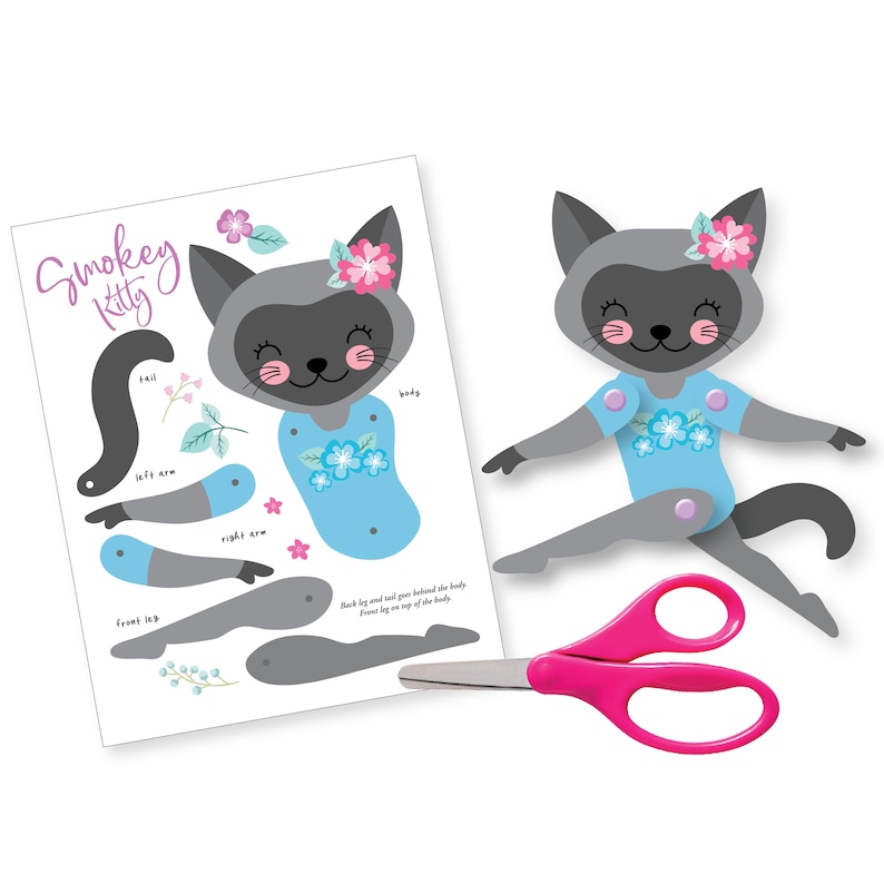 3 Articulated Paper Cat Dolls Instant DIY Download Ballet - Etsy