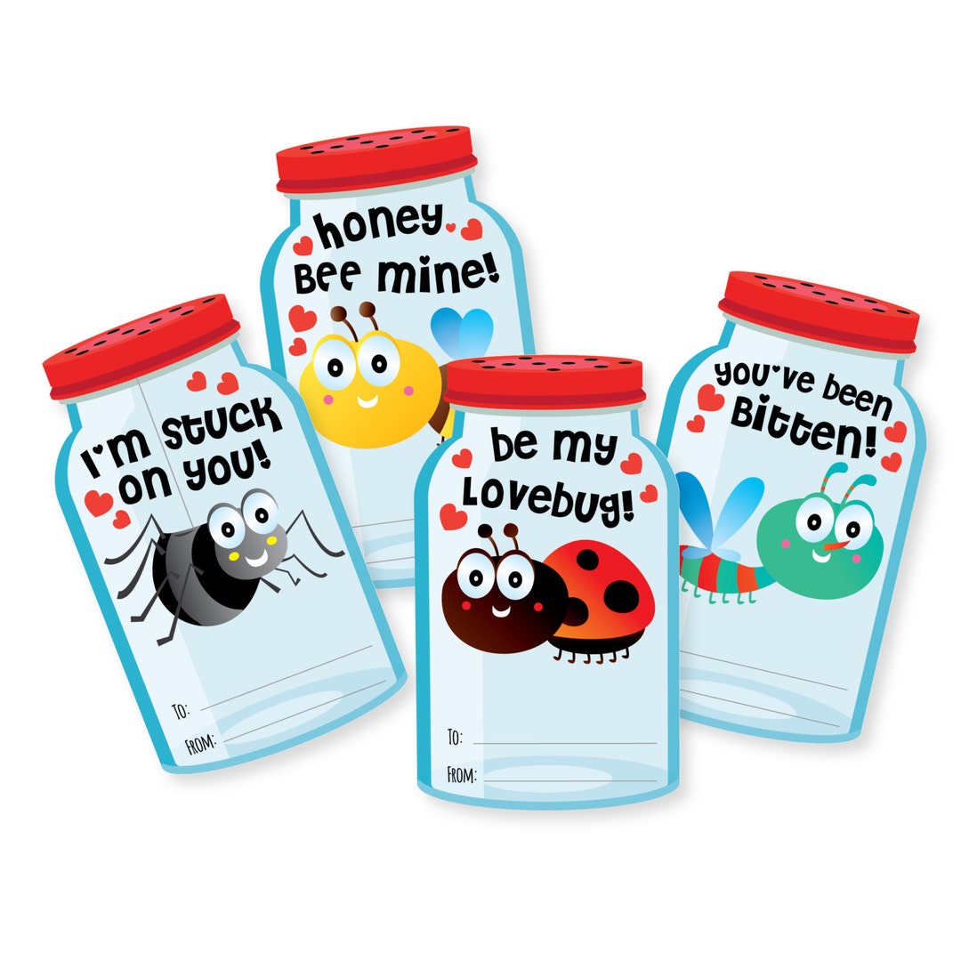 Bug Valentines Day Cards, Printable DIY Card, Classroom Valentine for ...