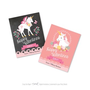 Unicorn Valentines Day Cards Printable DIY Card Classroom, Valentine ...