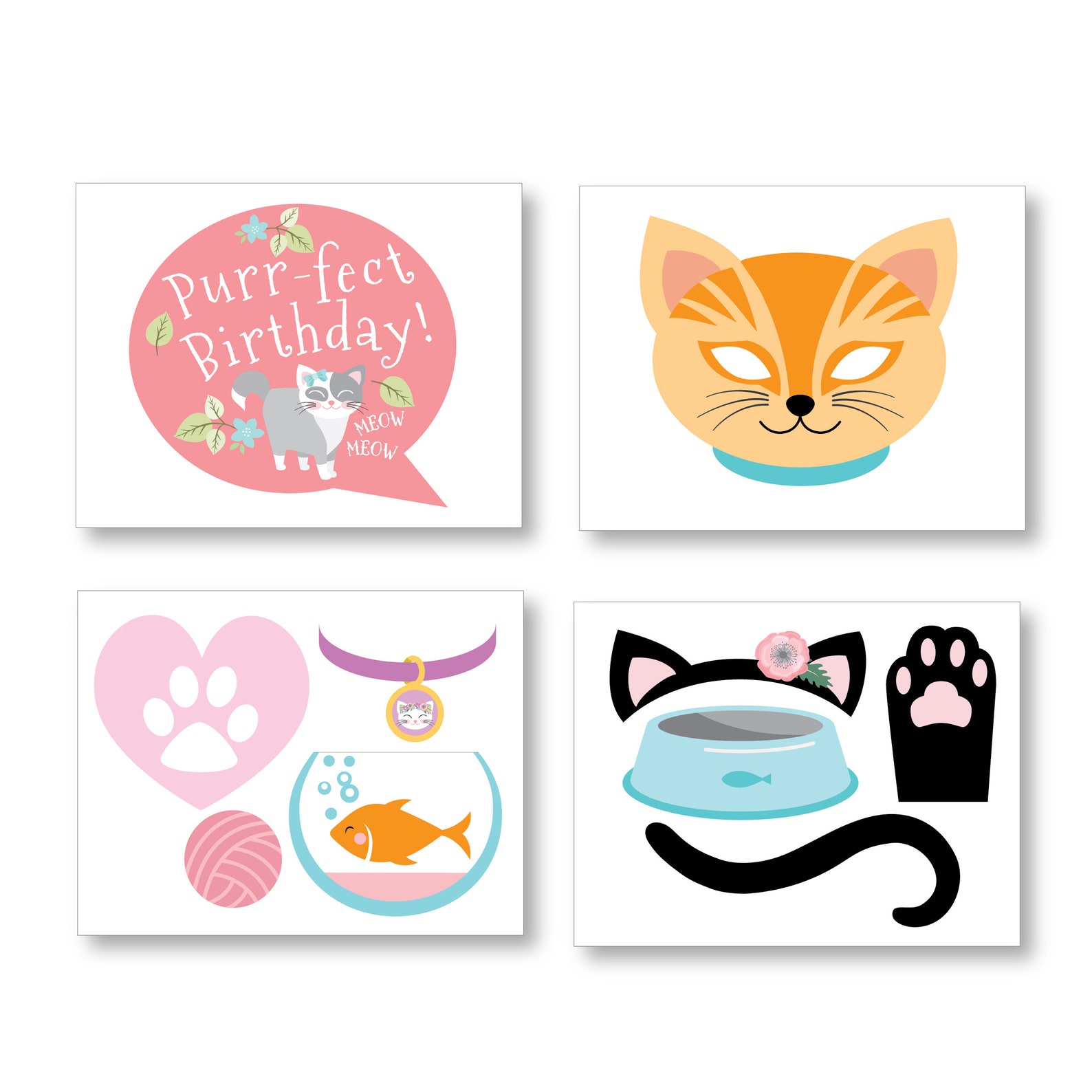 Cat Photo Booth Props Cat Kitten Birthday Props Instant - Etsy