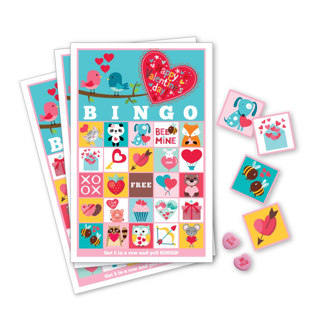 Valentine BINGO Game - Kid's Printable Bingo Game - Bingo Game for Kids ...