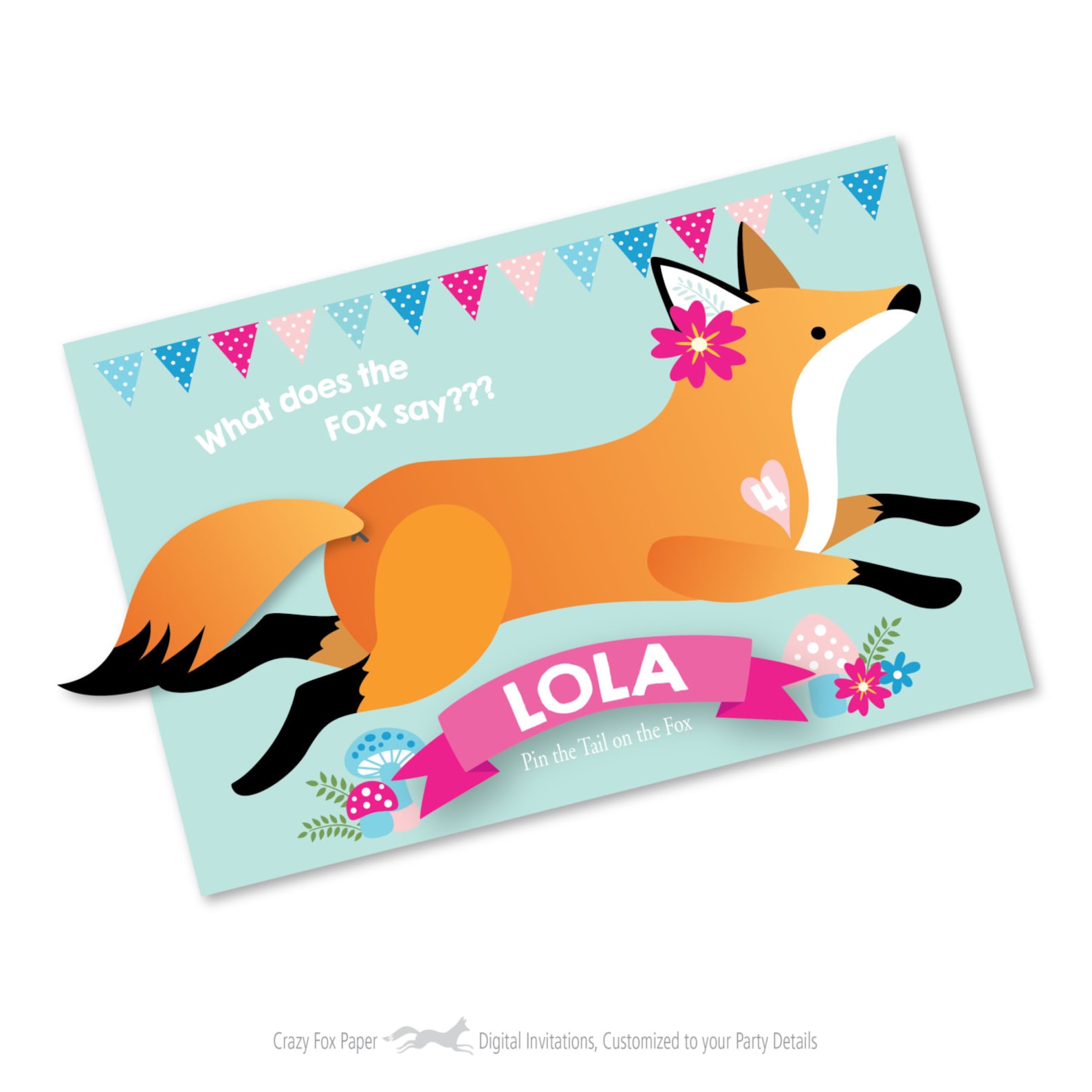 Pin the Tail on the FOX Party Game DIY Party Game Digital - Etsy