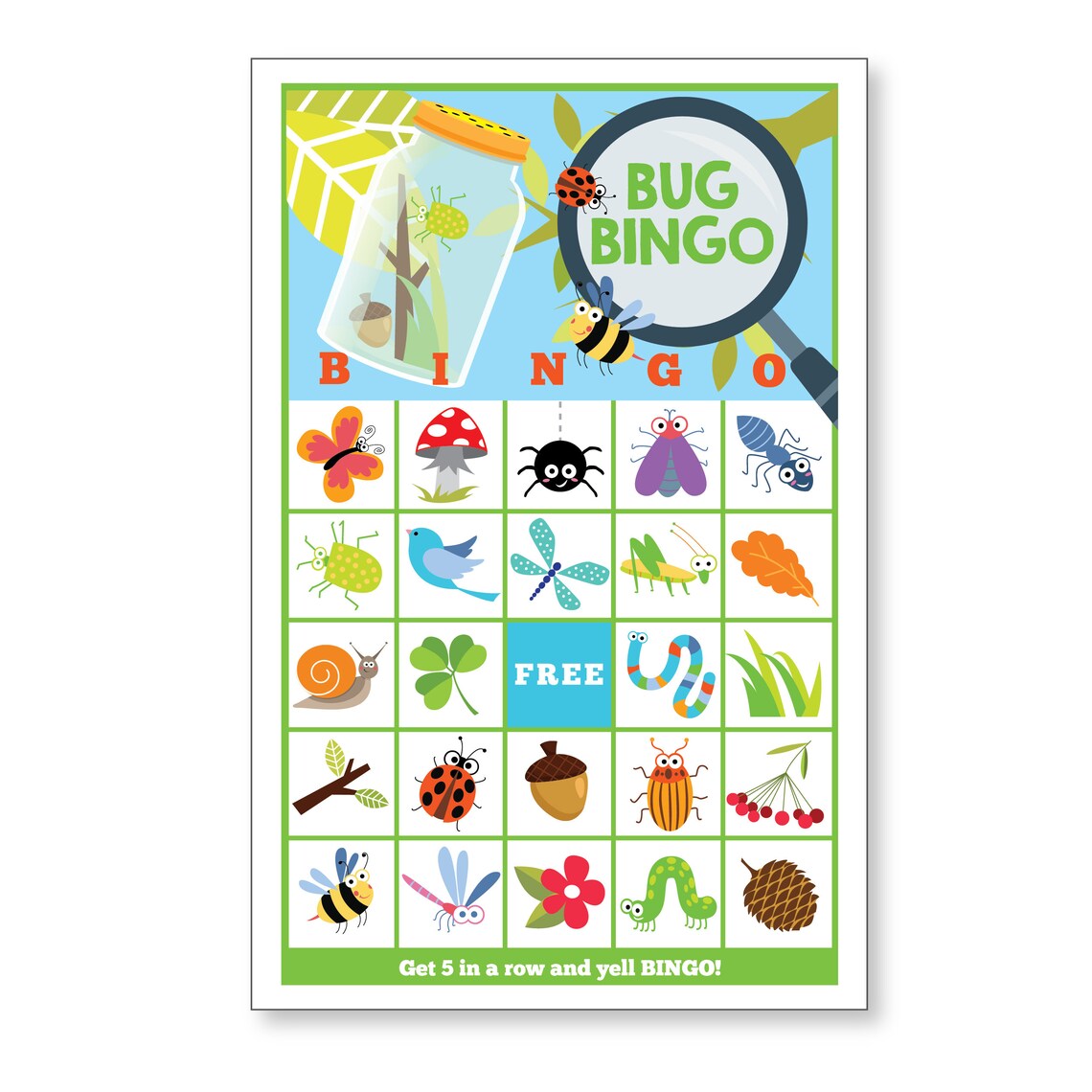 Bug BINGO Game Kid's Printable Bingo Game Bingo Game - Etsy