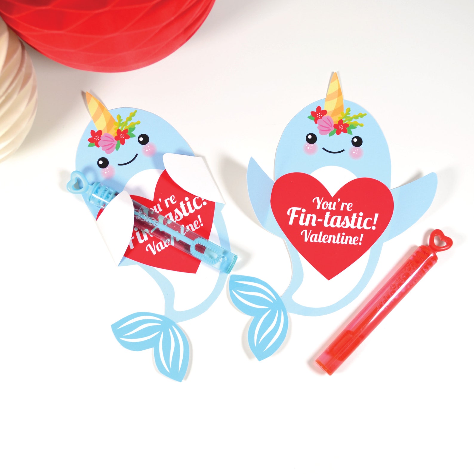 Narwhal Valentine Treat Hug Tag Printable DIY INSTANT - Etsy