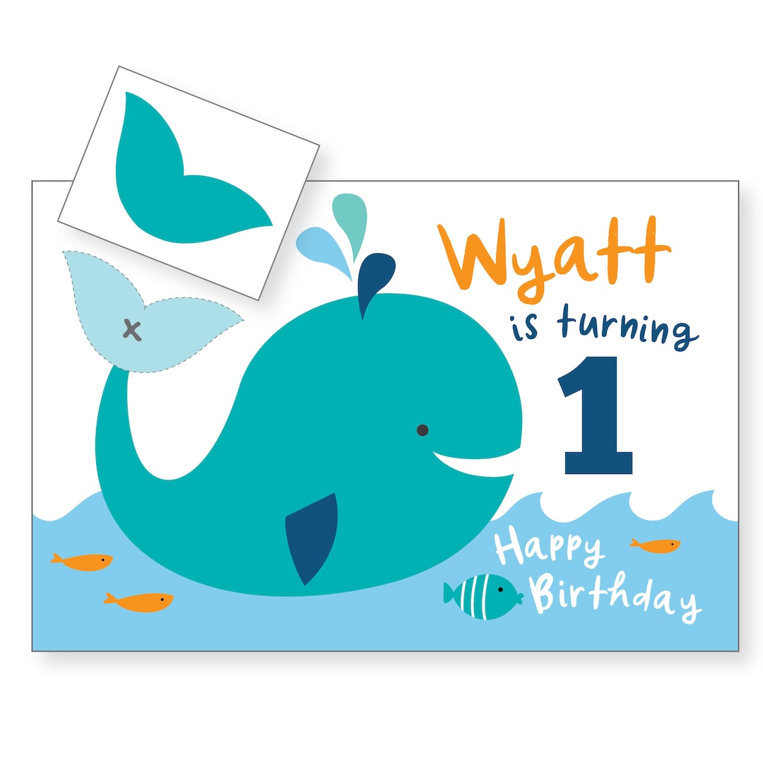 Pin the Tail on the Whale, Party Game, DIY Party Game for Boys and ...