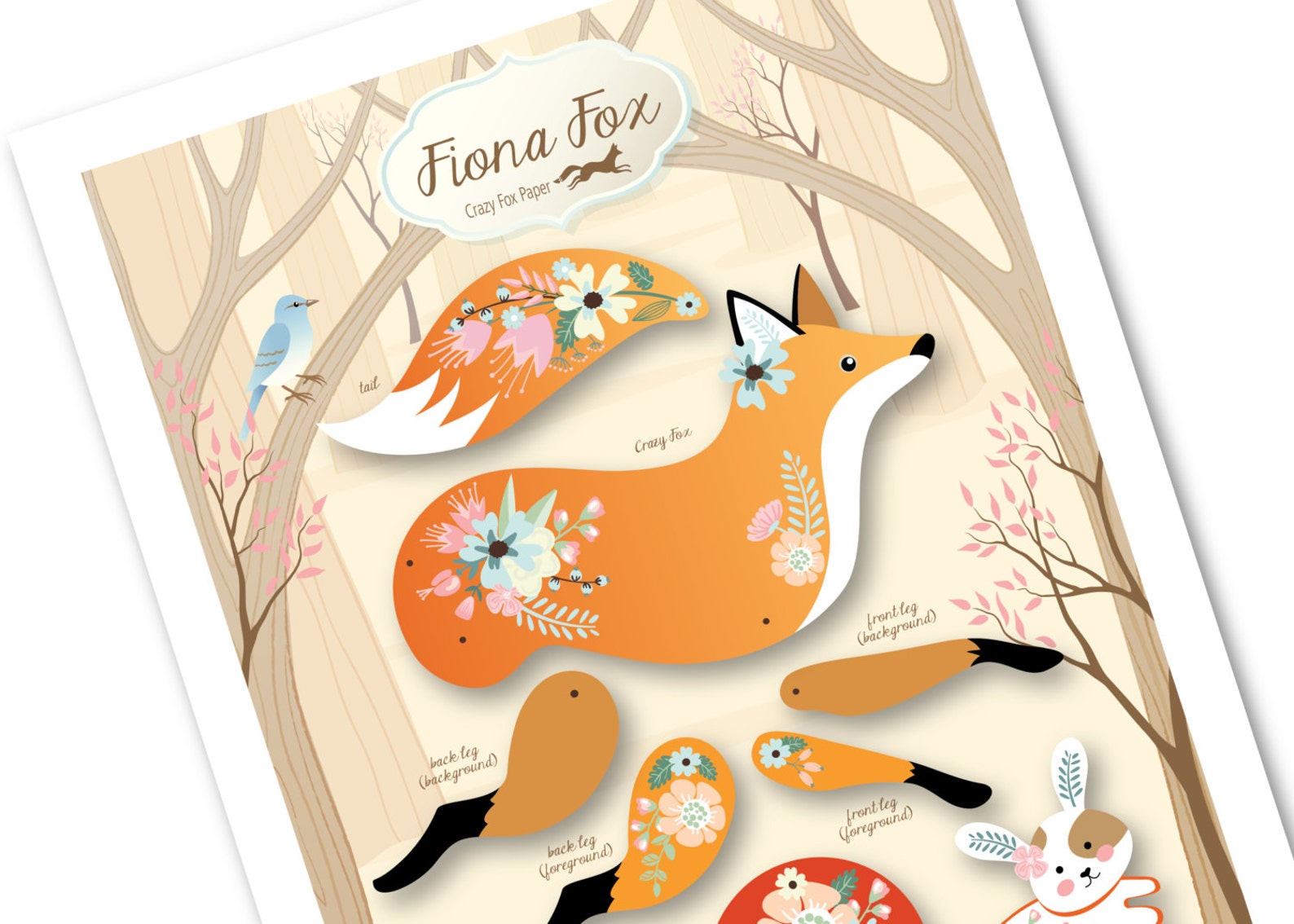 Articulated Paper Fox, Instant Digital Download - DIY Paper Fox Doll - Etsy
