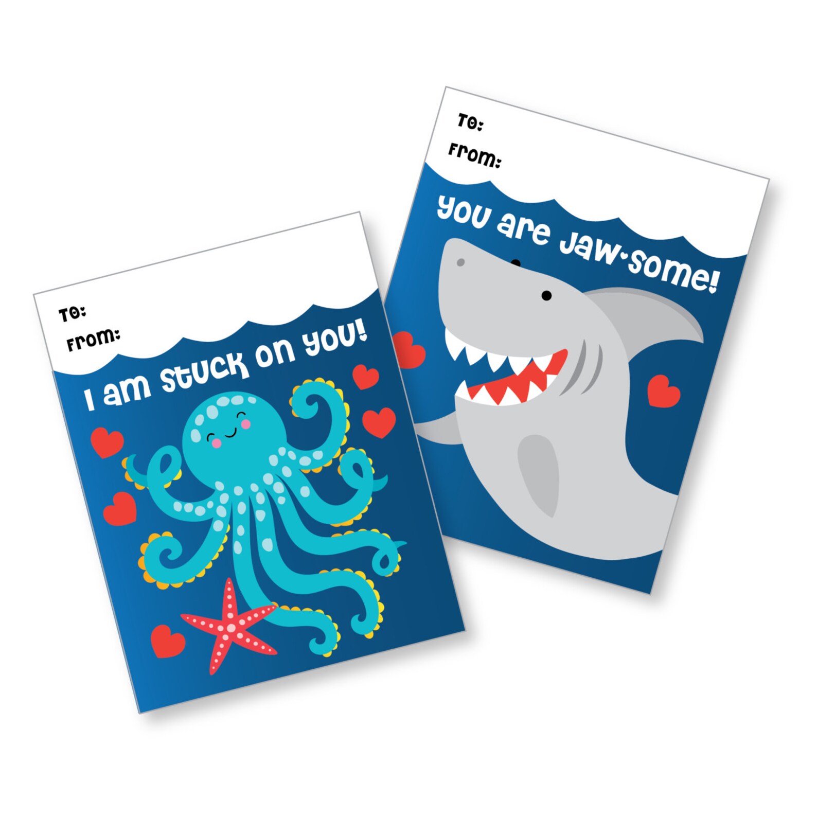 Under the Sea Valentines Day Cards, Printable DIY Card, Classroom ...