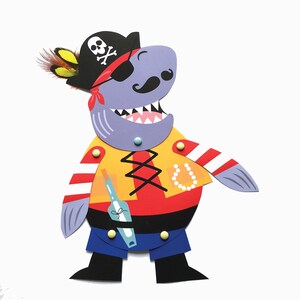 3 Articulated Paper Pirate Cutouts, Instant DIY Download - Pirate ...
