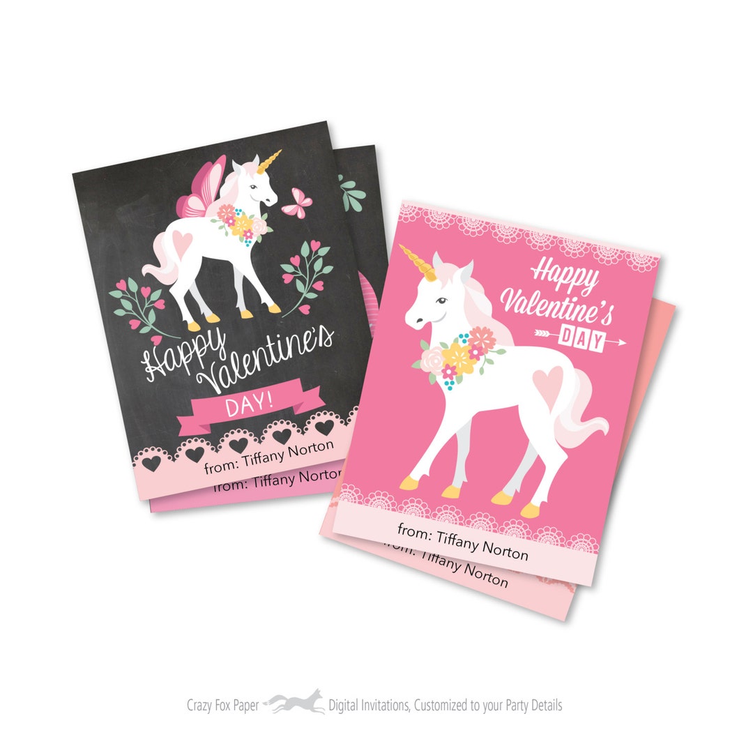 Unicorn Valentines Day Cards Printable DIY Card Classroom, Valentine ...
