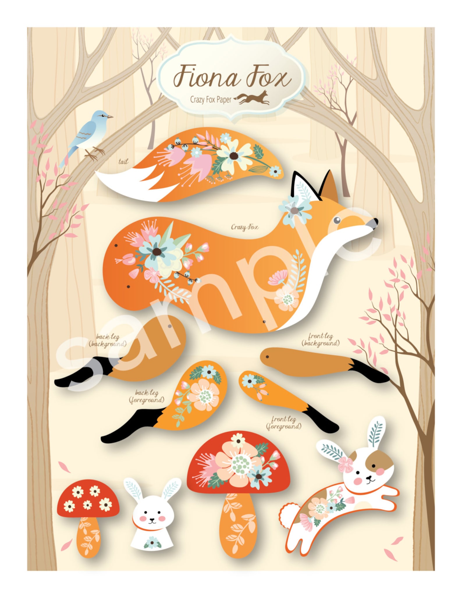 Articulated Paper Fox, Instant Digital Download - DIY Paper Fox Doll - Etsy