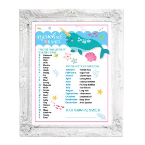 Narwhal Name Game, Sign and Name Labels / What's Your Narwhal Name Game ...