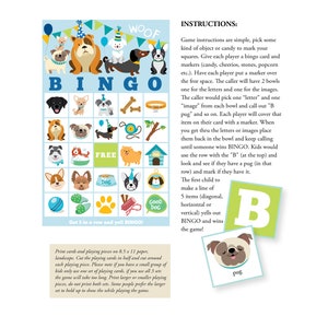 Dog BINGO Game Pug Puppy Dog Party Game, Boy's Printable Bingo Game ...