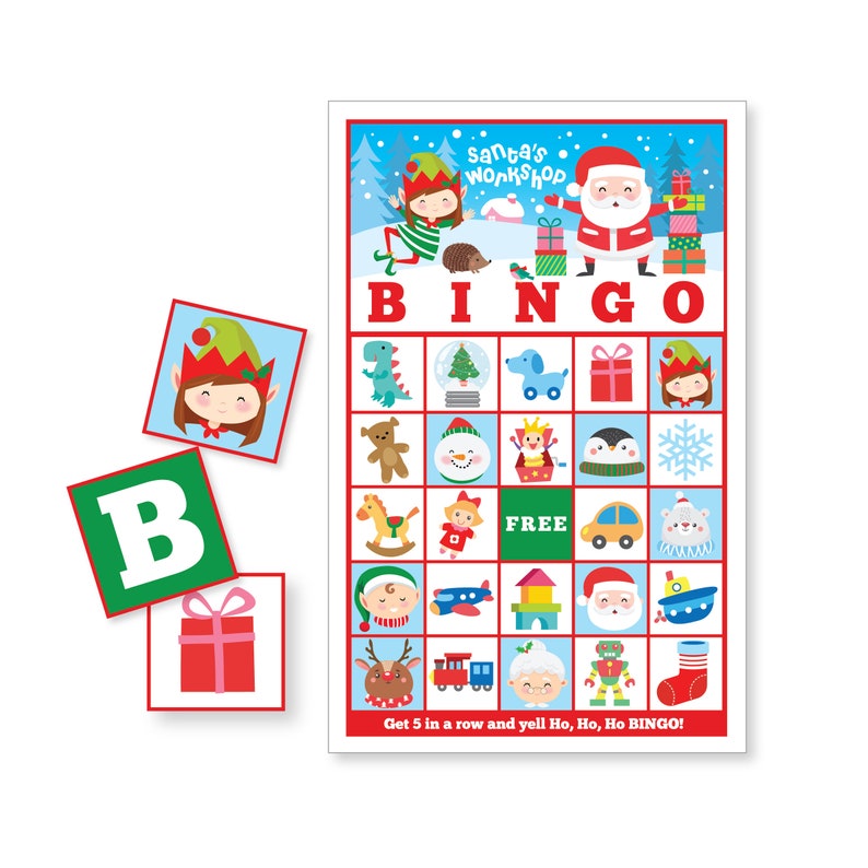 Christmas BINGO Game Santa's Workshop BINGO Elf Bingo - Etsy