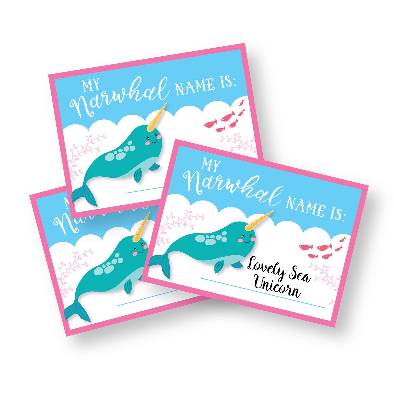 Narwhal Name Game Sign and Name Labels / What's Your - Etsy