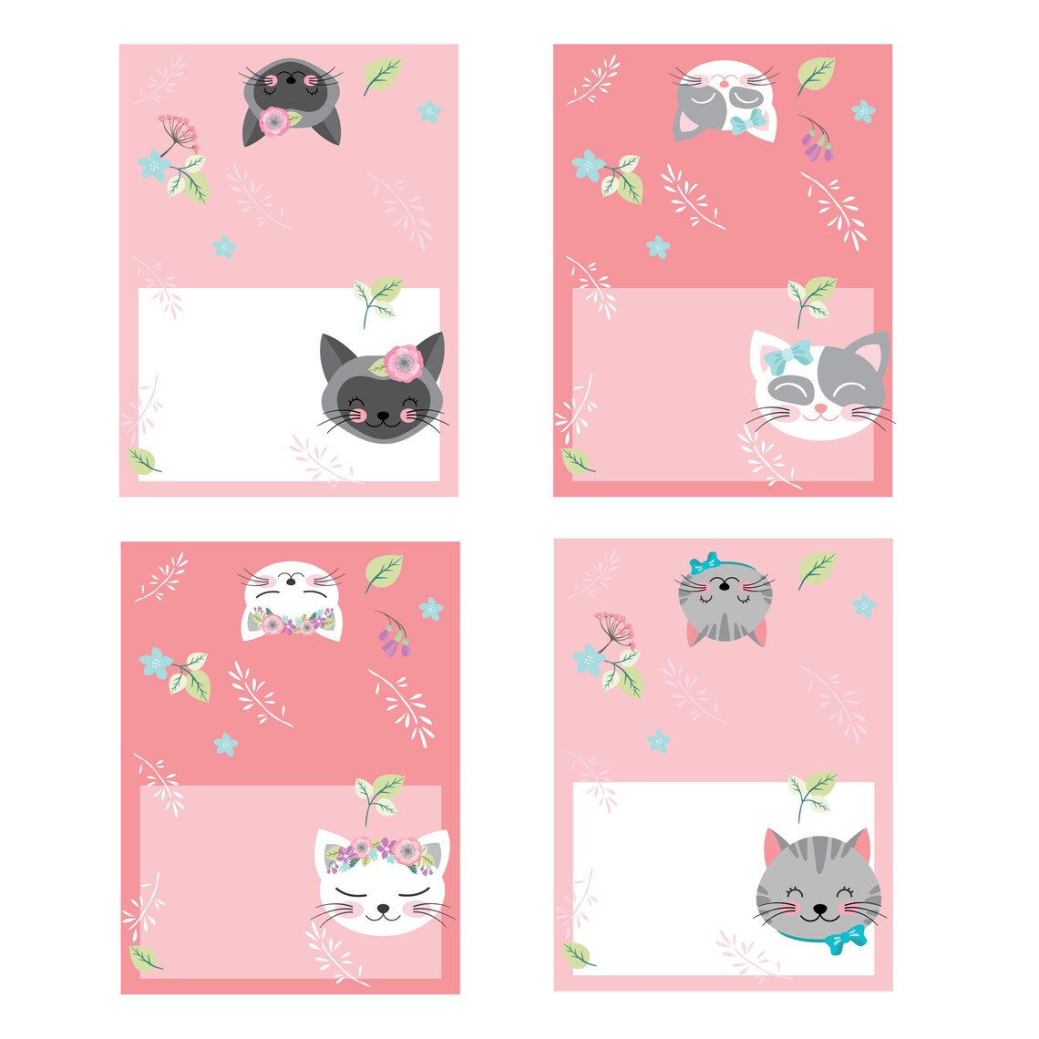 Cat Tent Cards or Labels Customized Printable DIY Place - Etsy