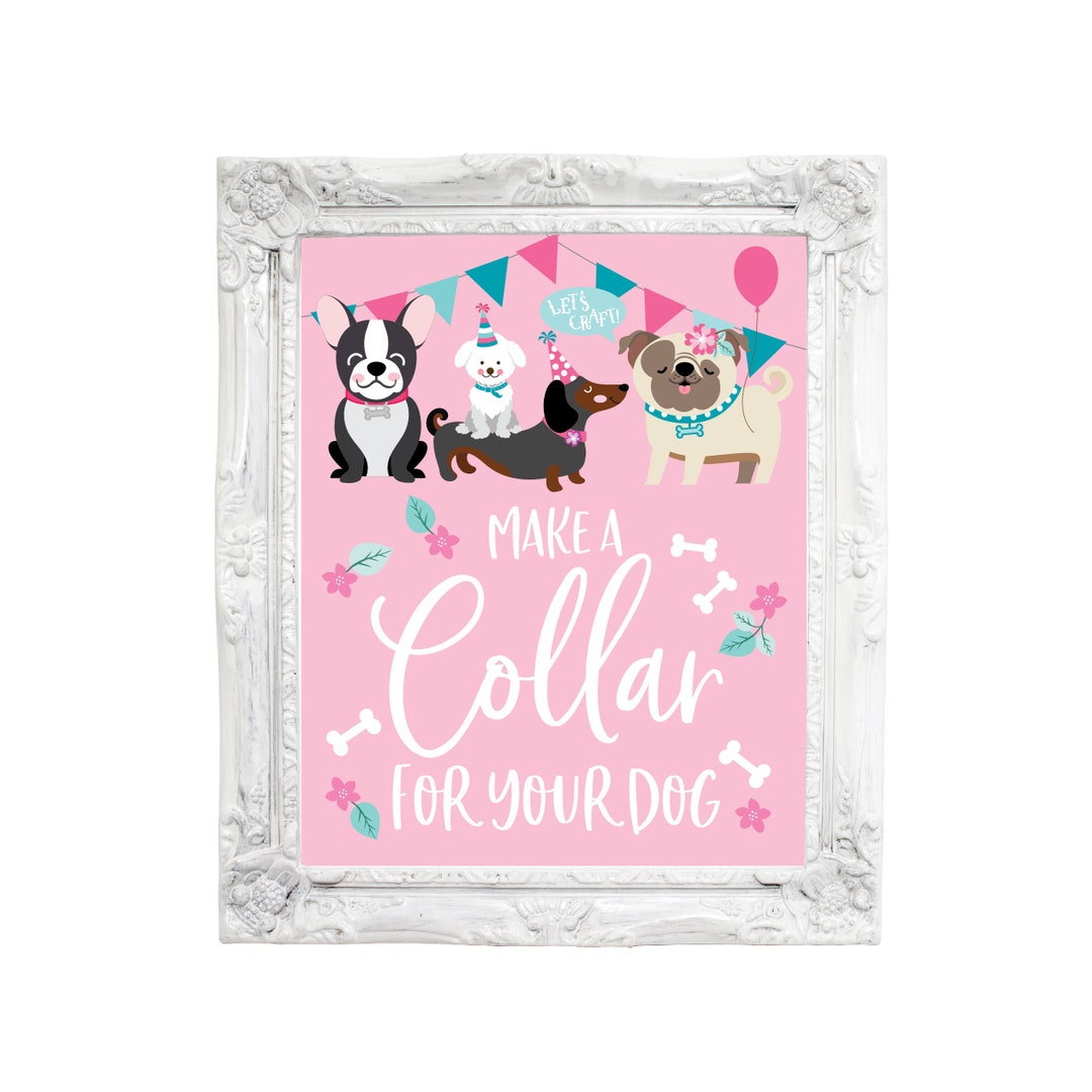 Dog Birthday Party Sign, Collar Craft Table Decor (instant Download) - Etsy