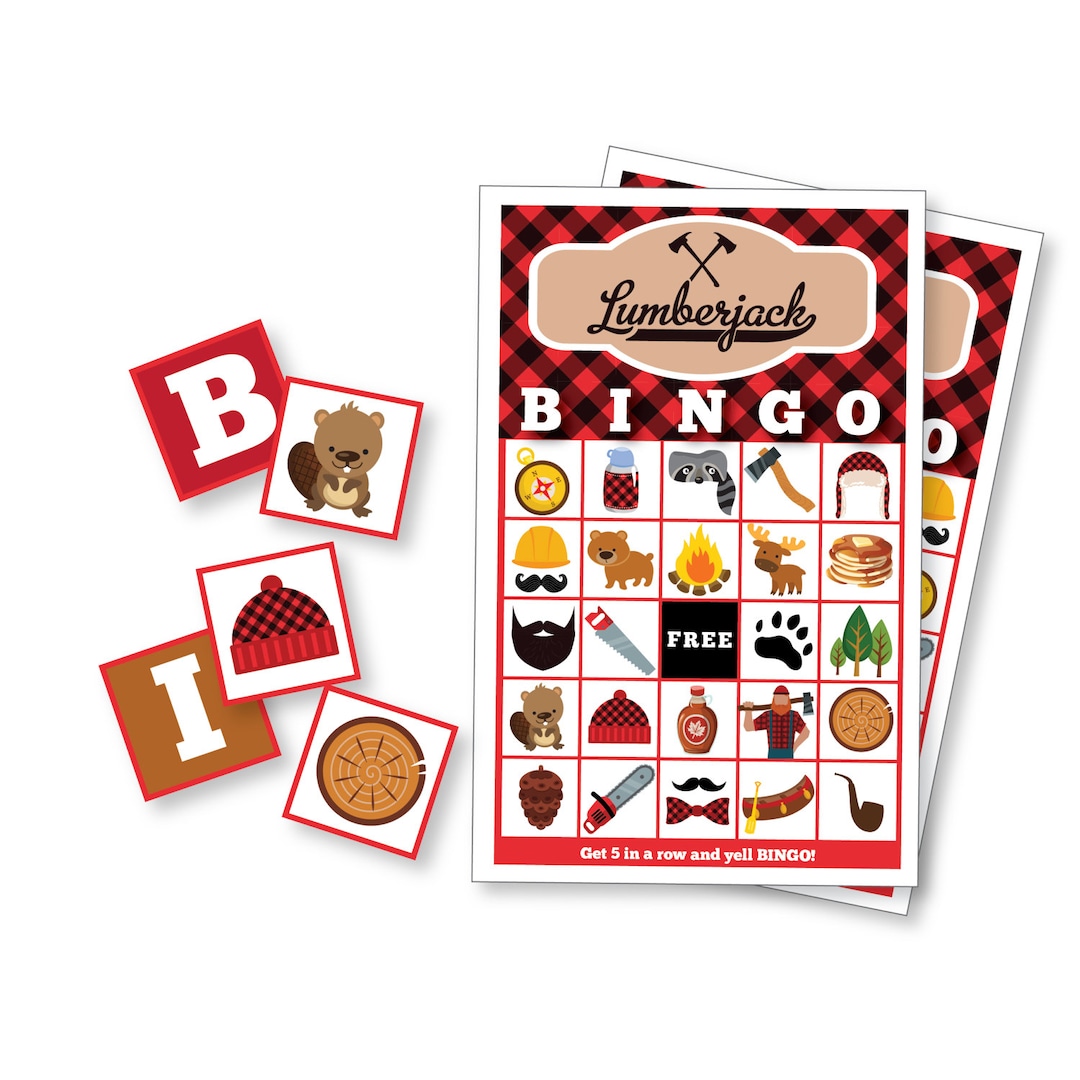 Lumberjack BINGO Game, 24 Different Bingo Cards, DIY Bingo Game for ...