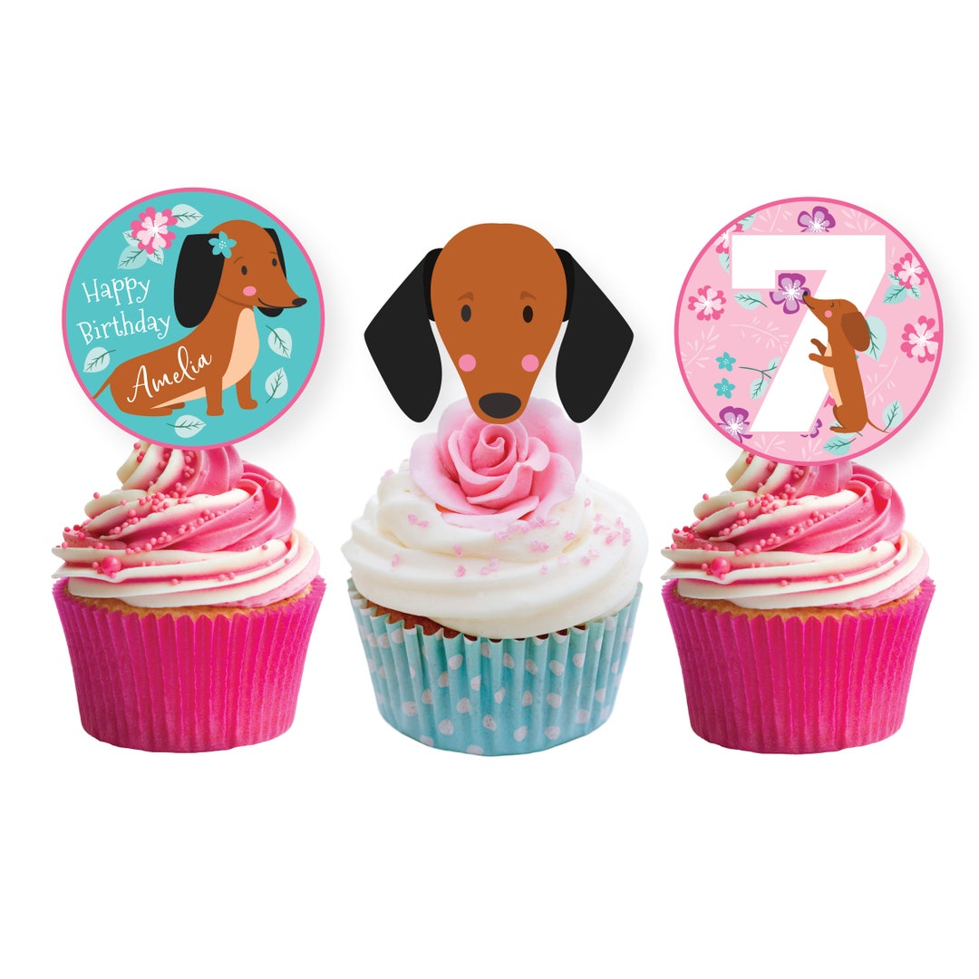 Dachshund, Weiner Dog, Cupcake Toppers, Dog, Puppy, Birthday Pawty ...