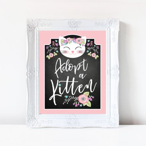 Adopt a Kitten / Certificate / Adoption Sign / Favor Tag / - Etsy