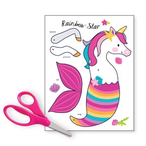 Unicorn Mermaid Articulated Paper Dolls, Instant DIY Download - Unicorn ...