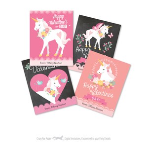 Unicorn Valentines Day Cards Printable DIY Card Classroom, Valentine ...