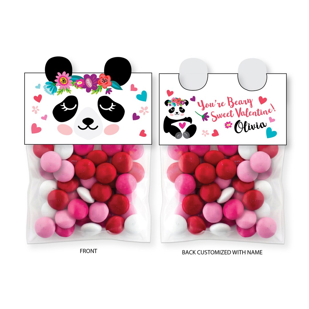 Panda Valentine Treat Bag Topper - Custom Text, Valentine Cards ...