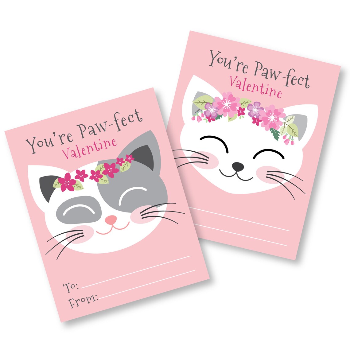 Cat Valentines Day Cards / Printable DIY Card / Classroom - Etsy
